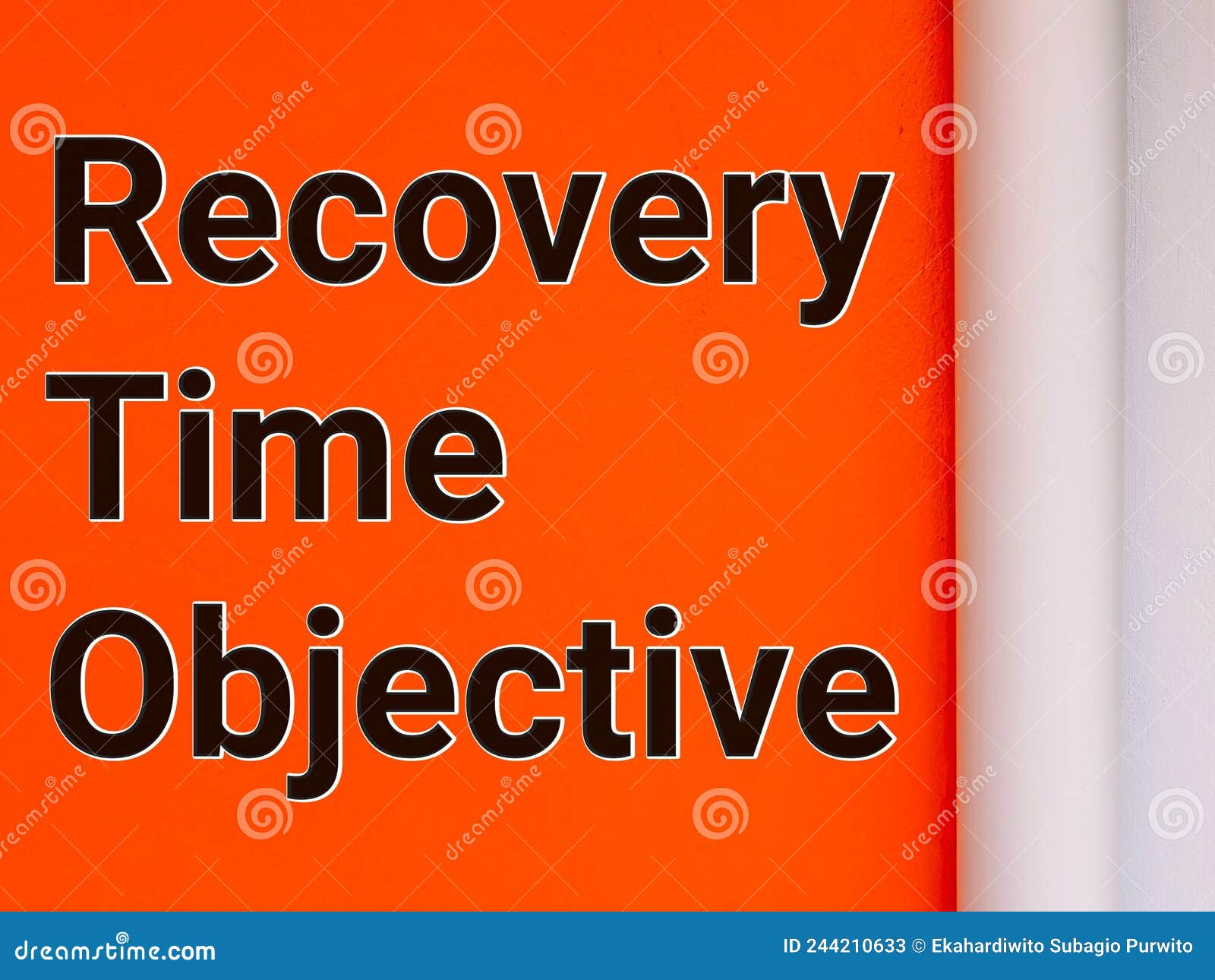Phrase Recovery Time Objective Written on Orange Wall. Stock Image ...