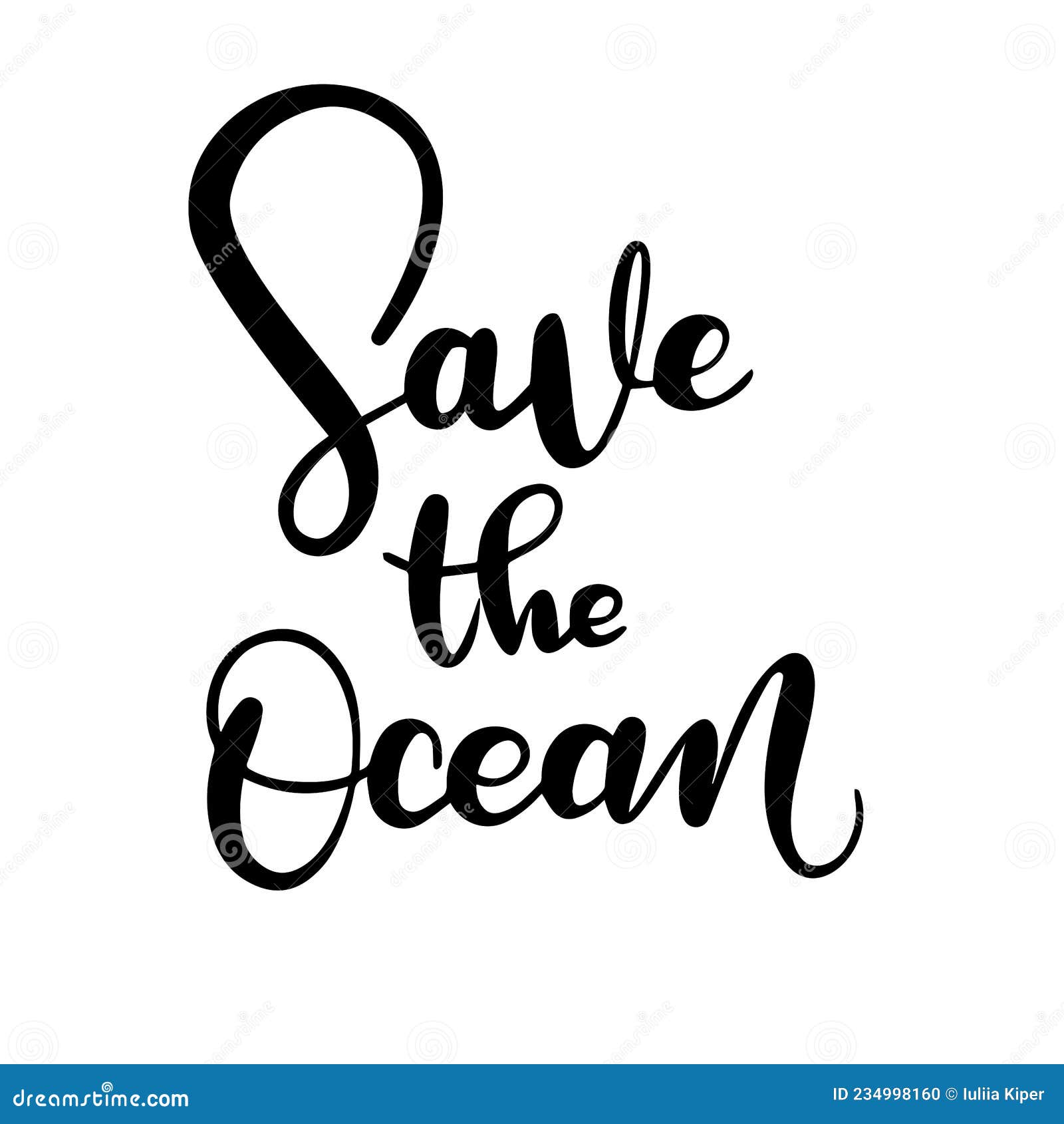 Phrase Save the Ocean. Hand Drawn Calligraphy Stock Vector ...