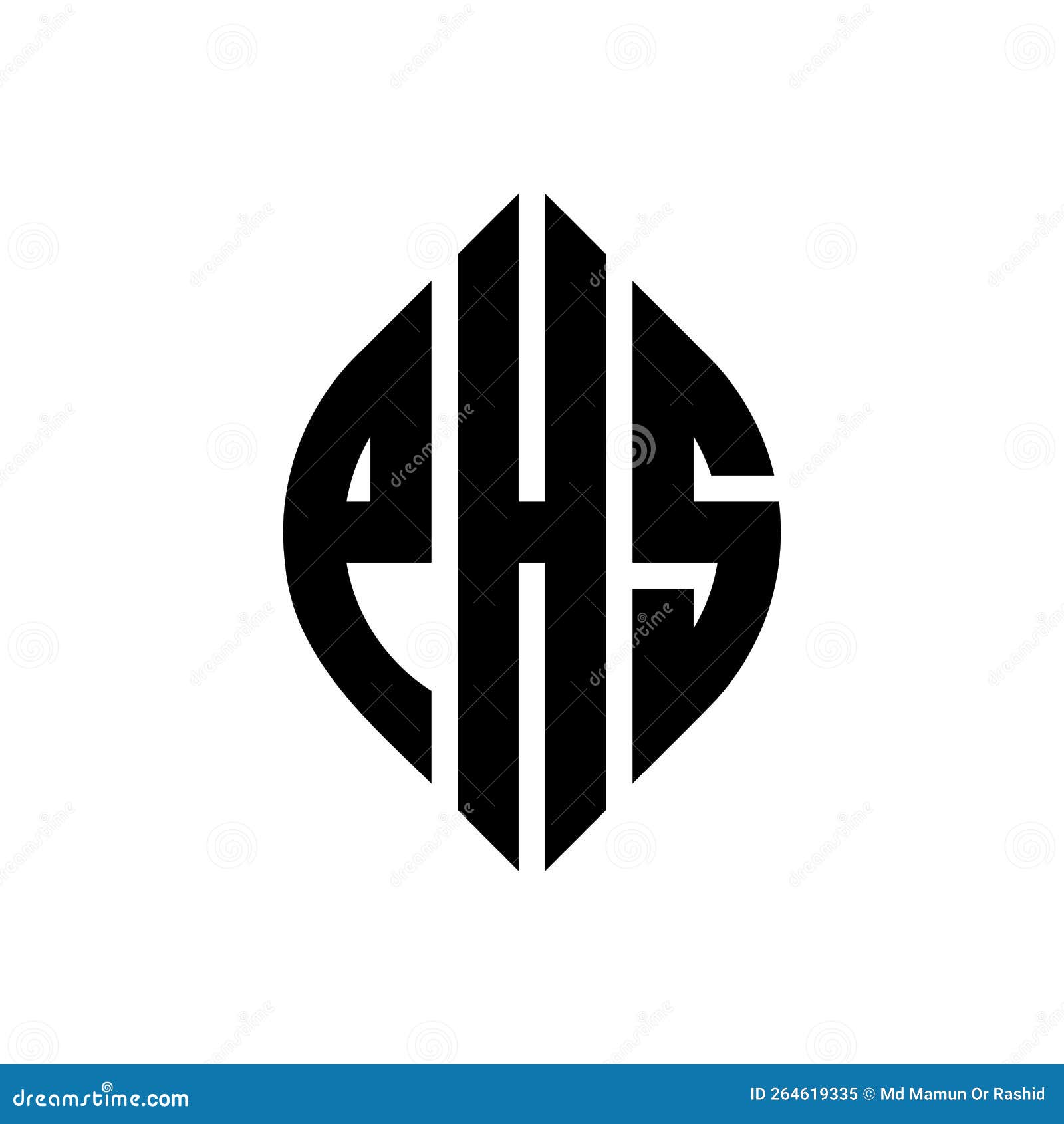PHS Circle Letter Logo Design with Circle and Ellipse Shape. PHS ...