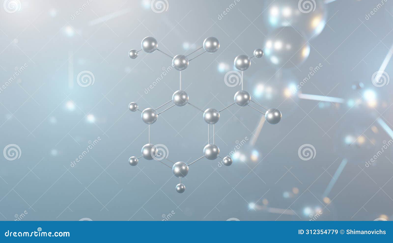Phthalic Acid Molecular Structure, 3d Model Molecule, Aromatic ...