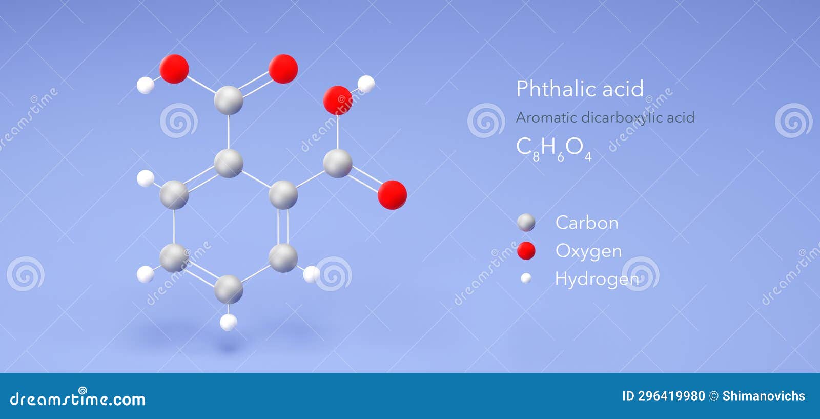 Phthalic Acid Molecule, Molecular Structures, Aromatic Dicarboxylic ...