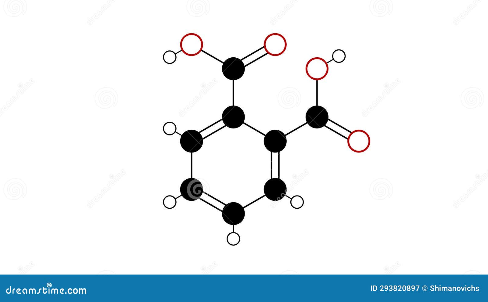 Phthalic Acid Molecule, Molecular Structures, Aromatic Dicarboxylic ...