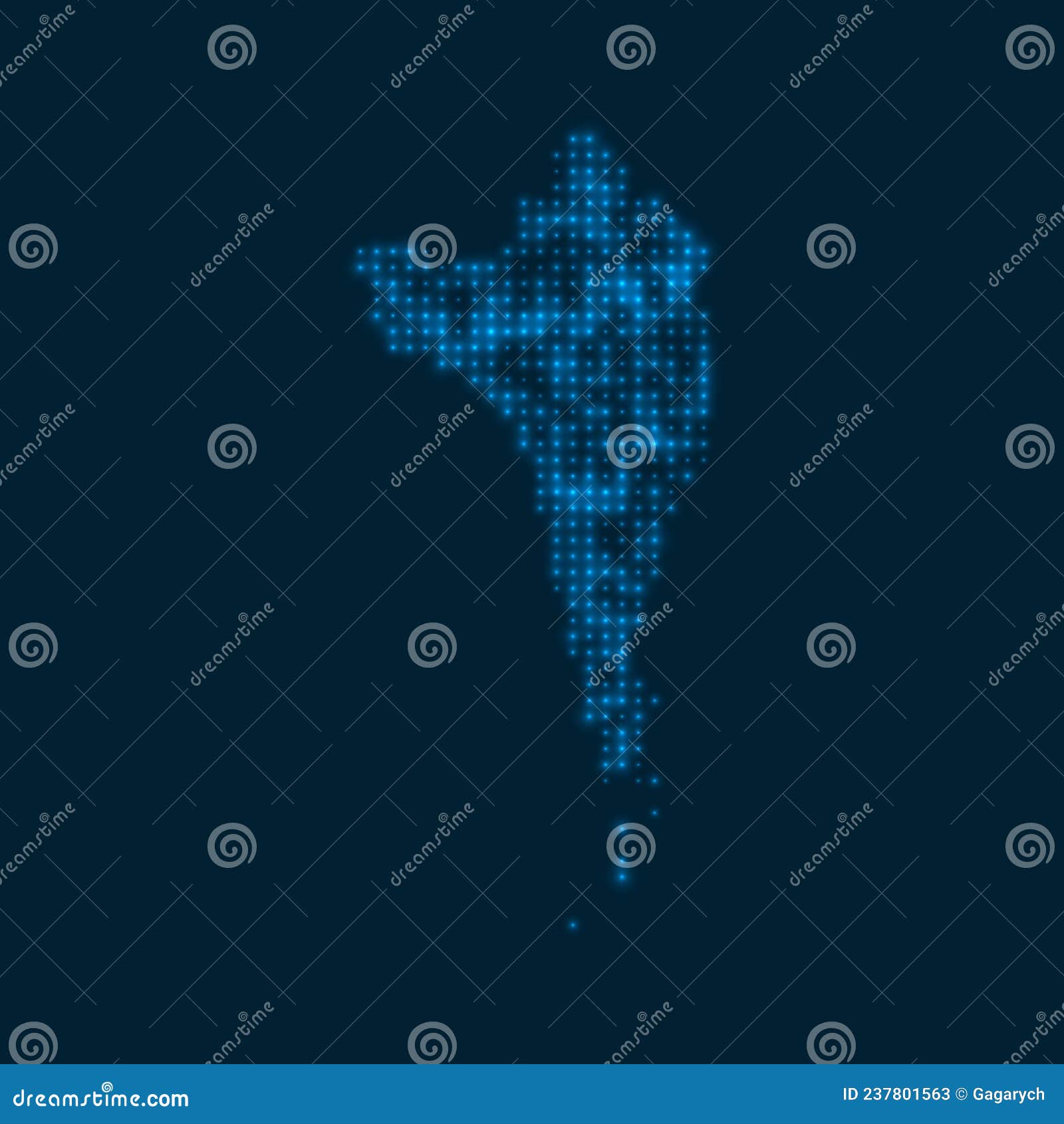 Phu Quoc Dotted Glowing Map. Stock Vector - Illustration of outline ...