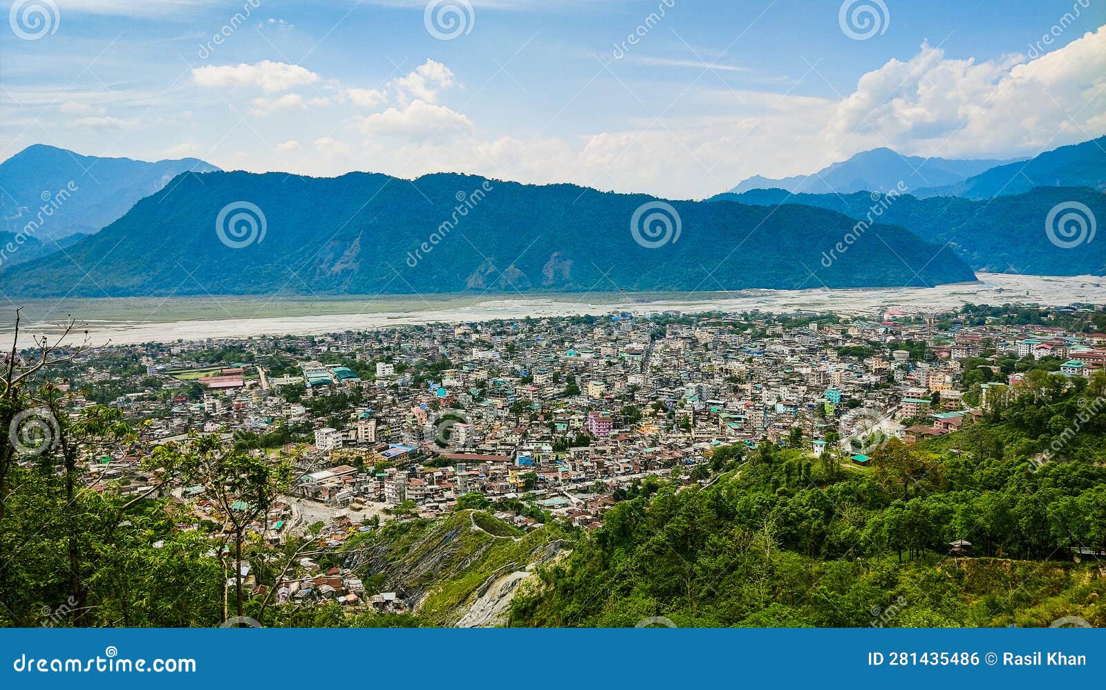 Phuentsholing City from Top Wide View Bhutan Stock Photo - Image of ...