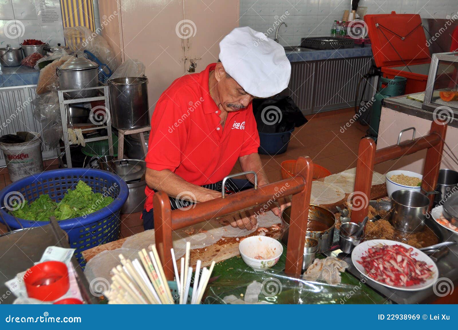 Phuket, Thailand: Thai Chef Making Spring Rolls Editorial Stock Image ...