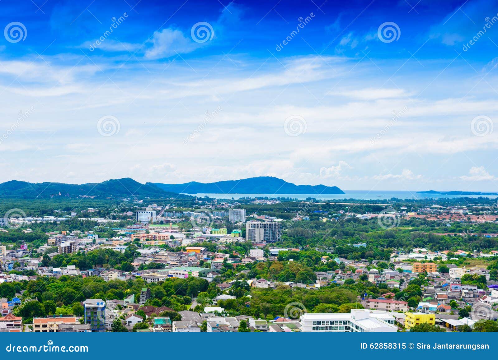 Phuket Town Top View from Rang Hill Stock Image - Image of cloudy ...
