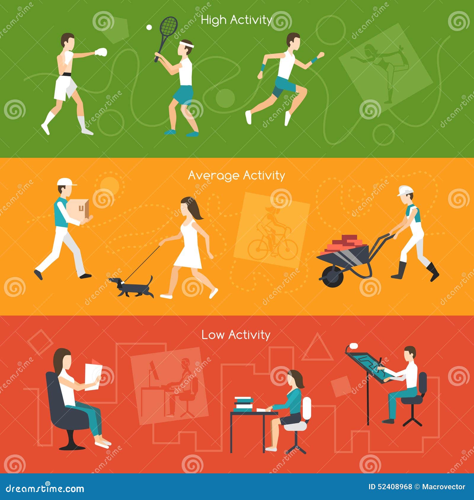 Physical Activity Banners stock vector. Illustration of background ... Physical Activity Banners stock vector. Illustration of background ...