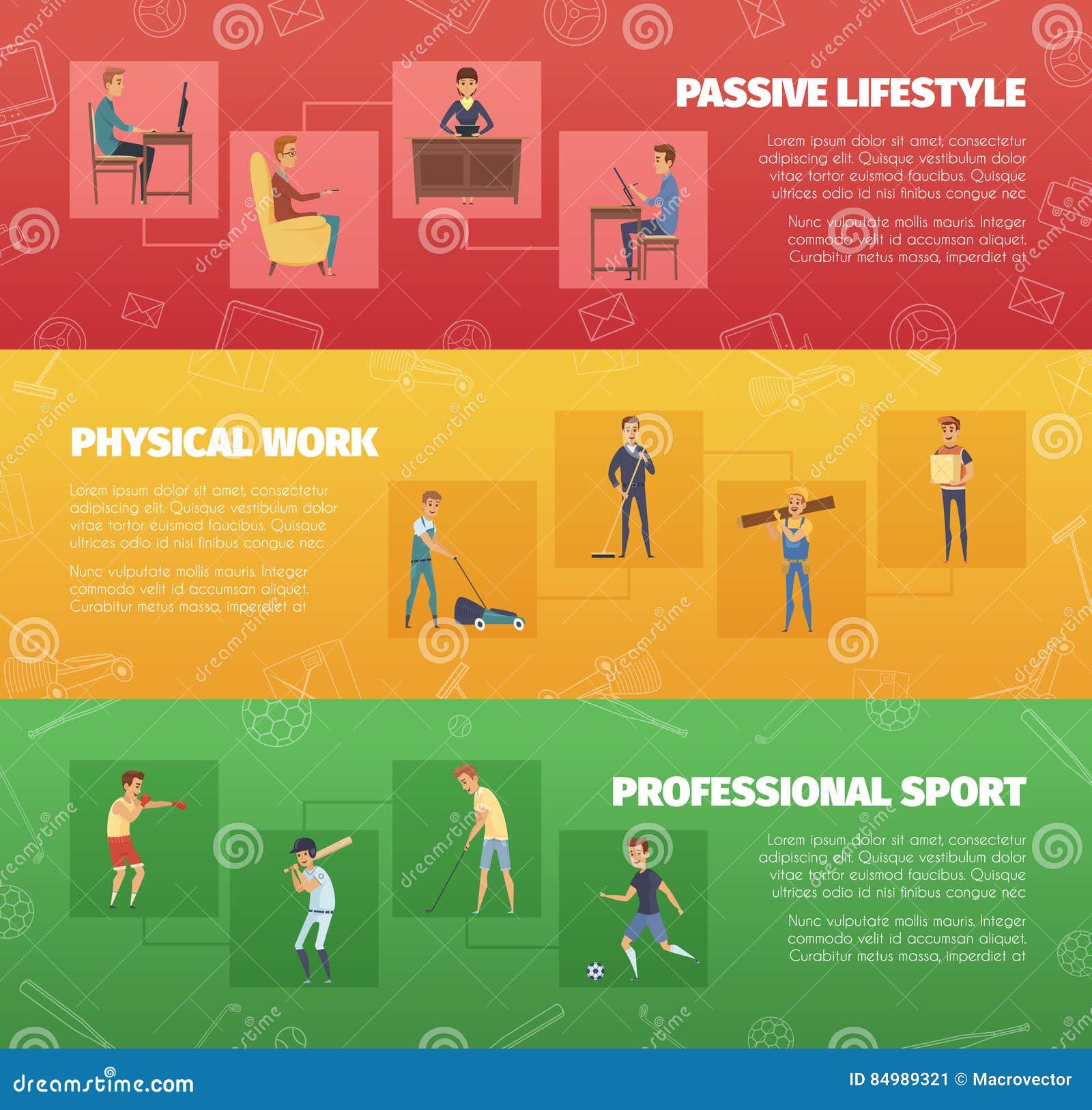 Physical Activity Banners Set Stock Vector - Illustration of ...