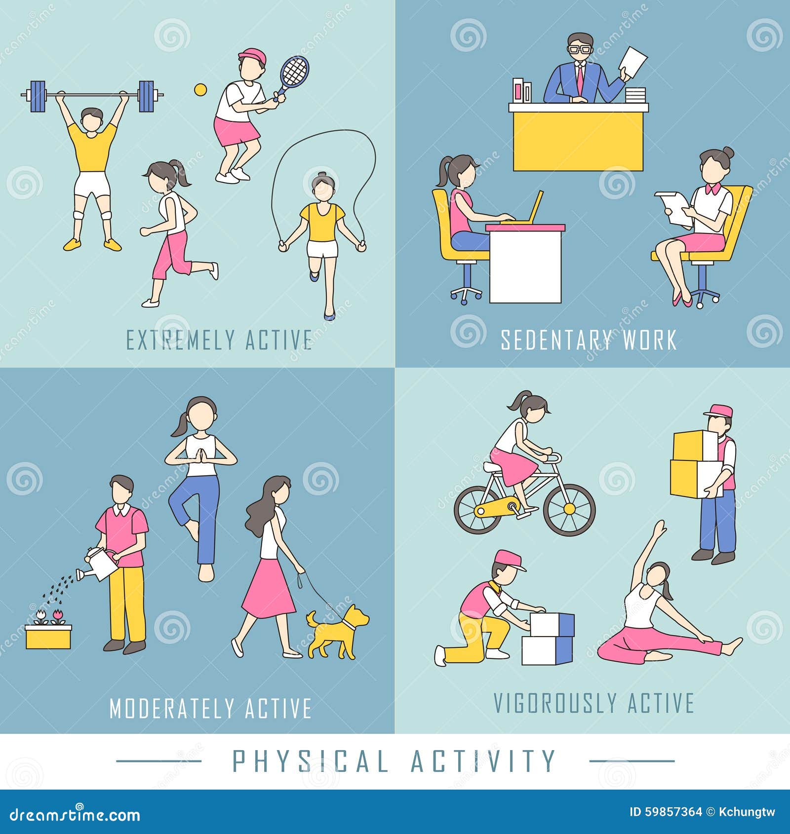 Physical activity concept stock vector. Illustration of media - 59857364