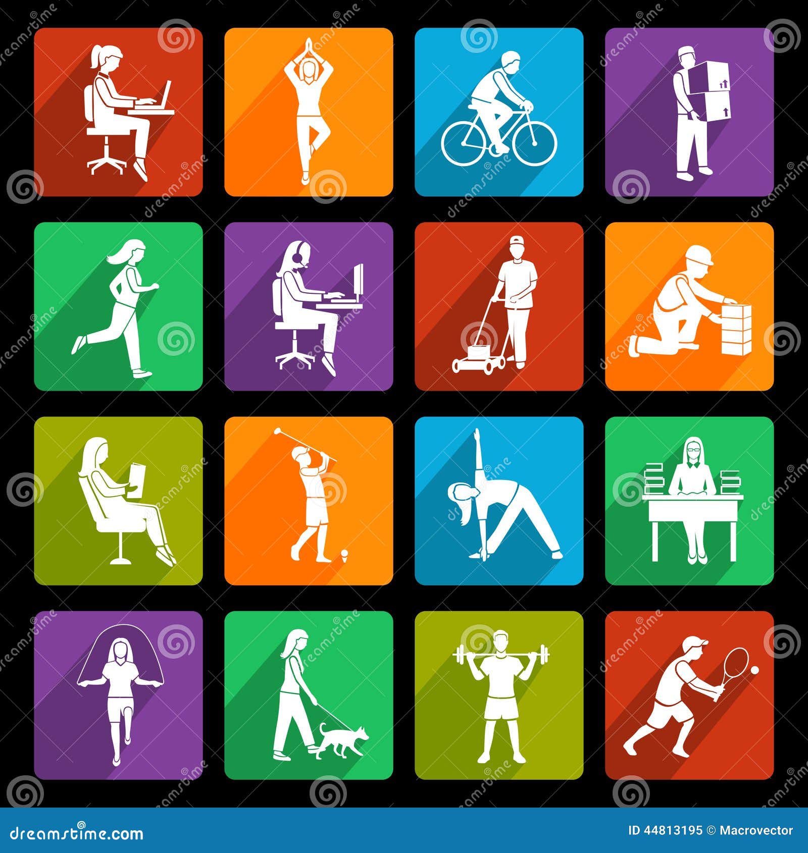 Physical Activity Icons Flat Stock Vector - Illustration of sign ...
