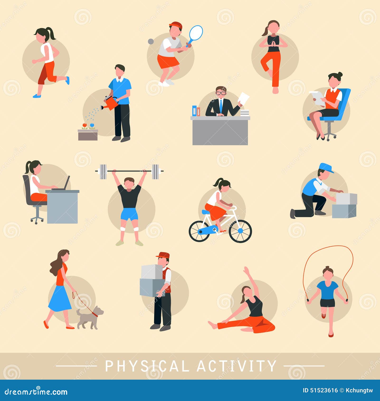 Physical Activity Icons Set Stock Vector - Illustration of figure ...