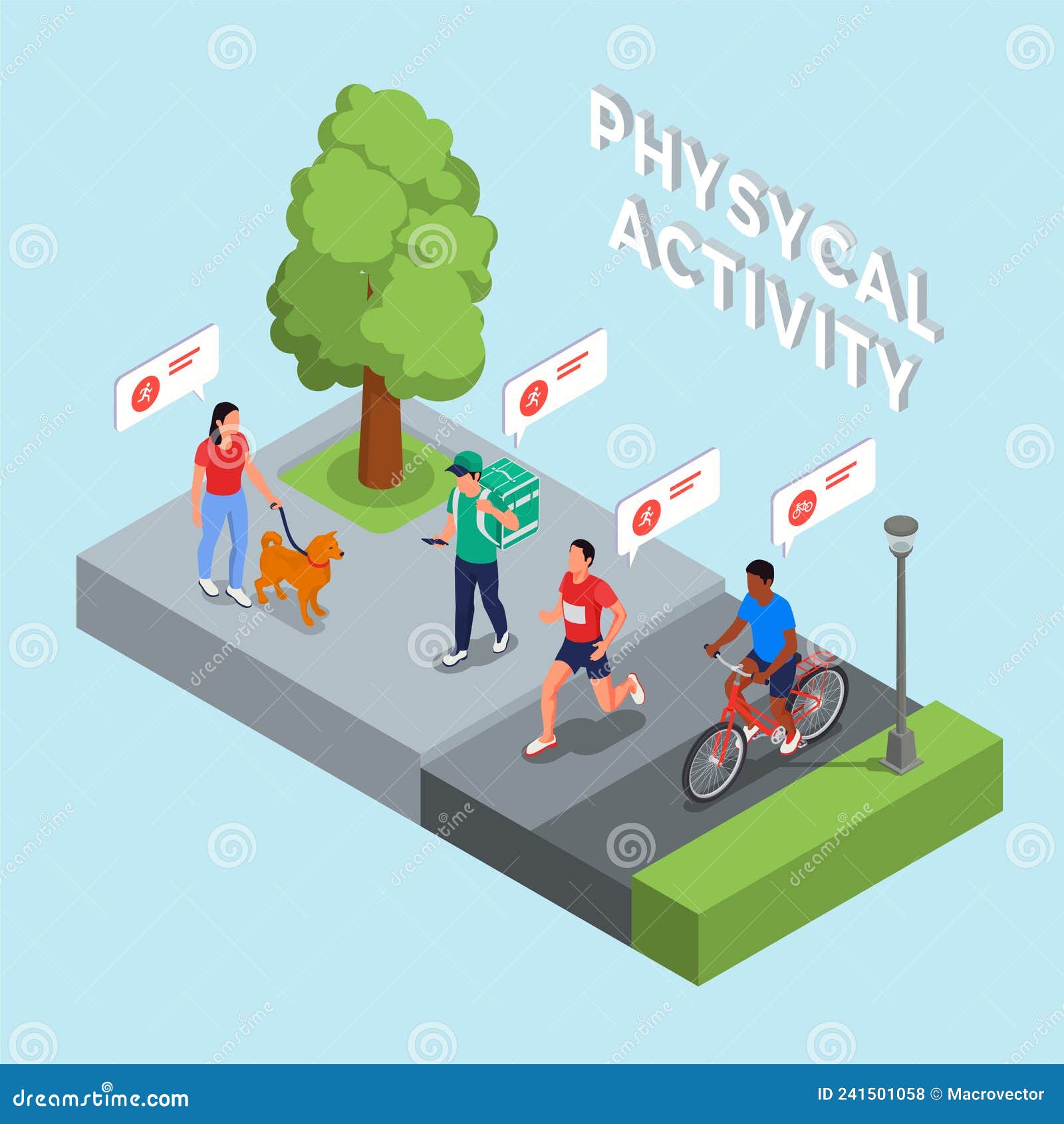 Physical Activity Isometric Composition Stock Vector - Illustration of ...