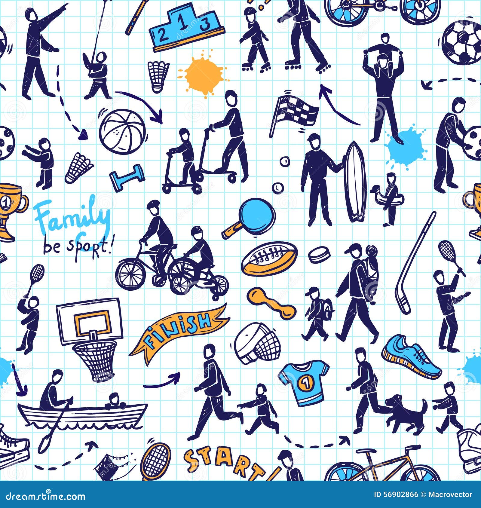 Physical Activity Seamless Pattern Stock Vector - Illustration of ...