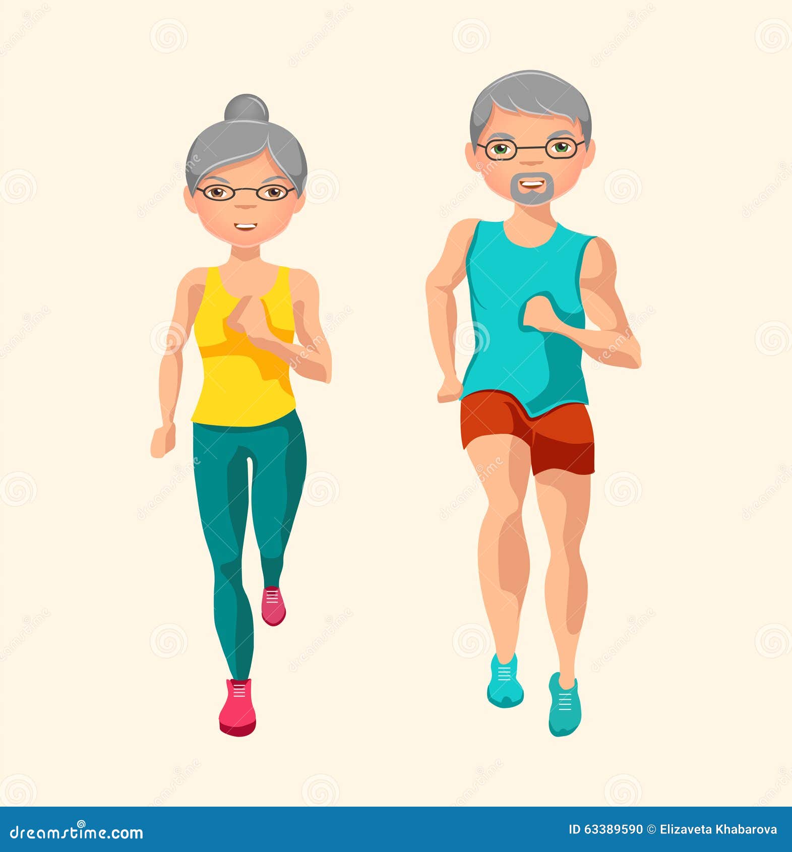 Activity Seniors, Old Women Making Exercises In The Home Vector ...