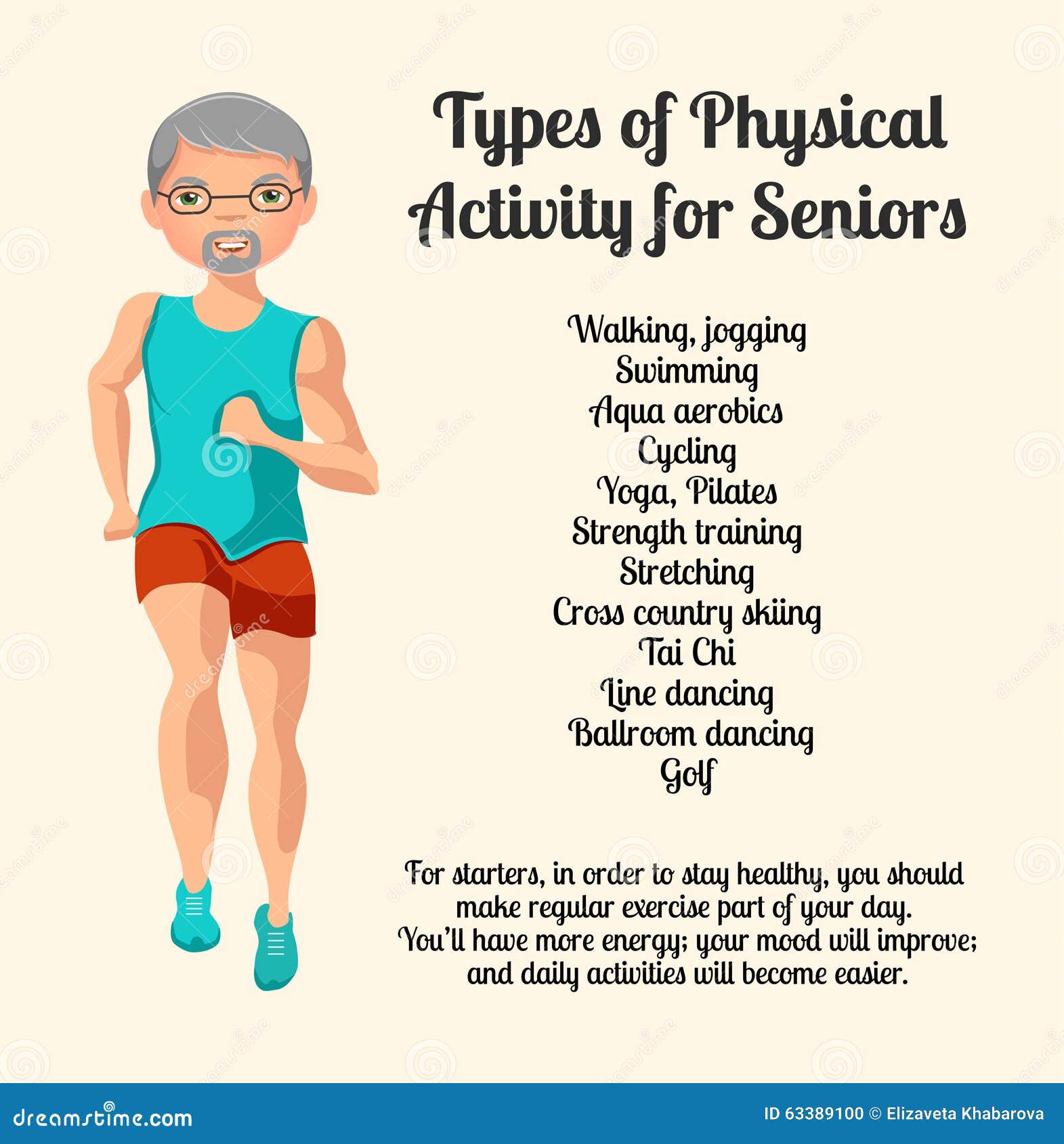 Physical Activity for Seniors. Vector Illustration Stock Vector ...