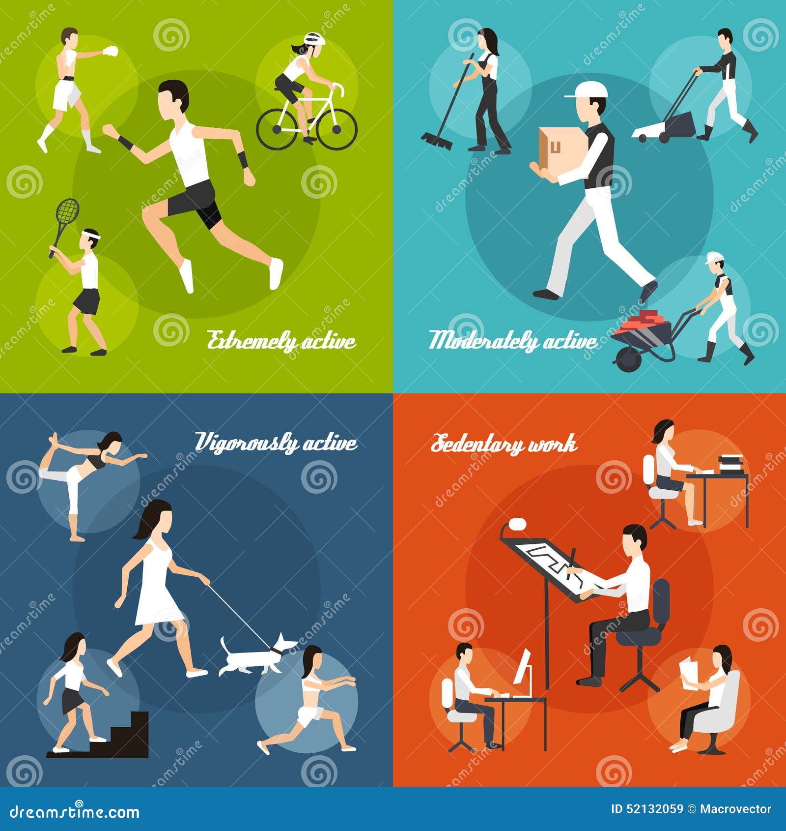 Physical Activity Set stock vector. Illustration of computer - 52132059