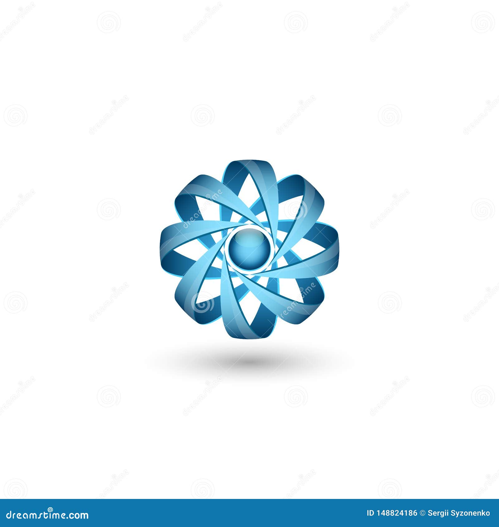 Physical Atomic Particle 3D Logo Abstract Concept, Volume Molecule Icon ...