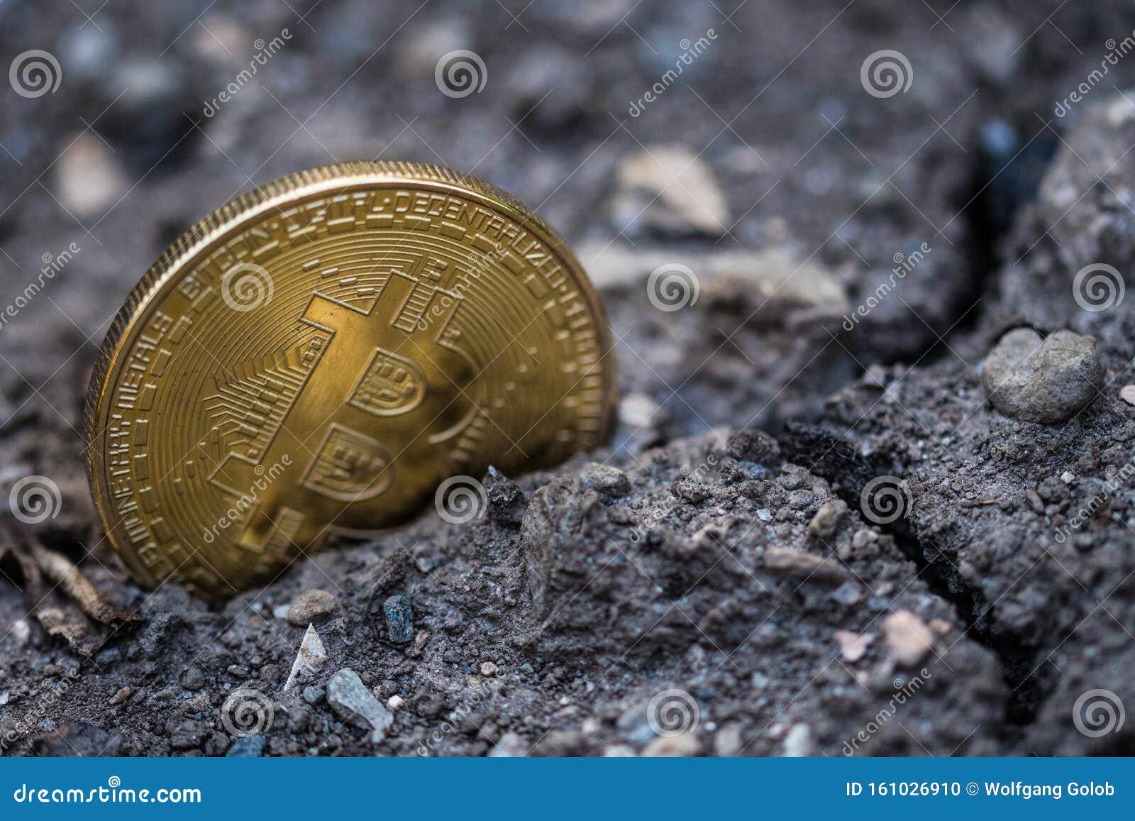 Physical Bitcoin in Ground Gap Stock Photo - Image of bitcoin, earth ...