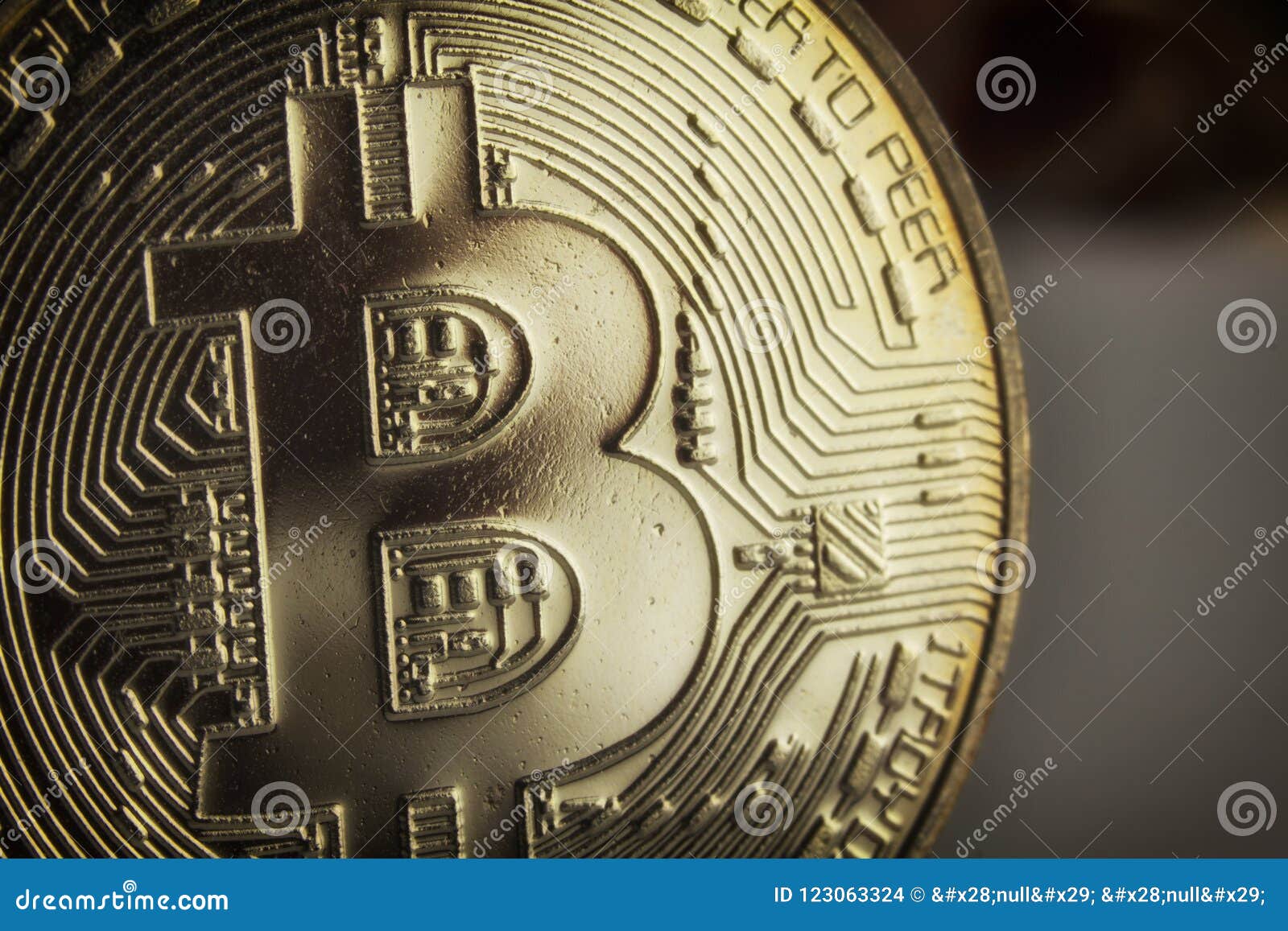 Physical Coin Bitcoin Photo Close-up with Selective Focus Stock Photo ...