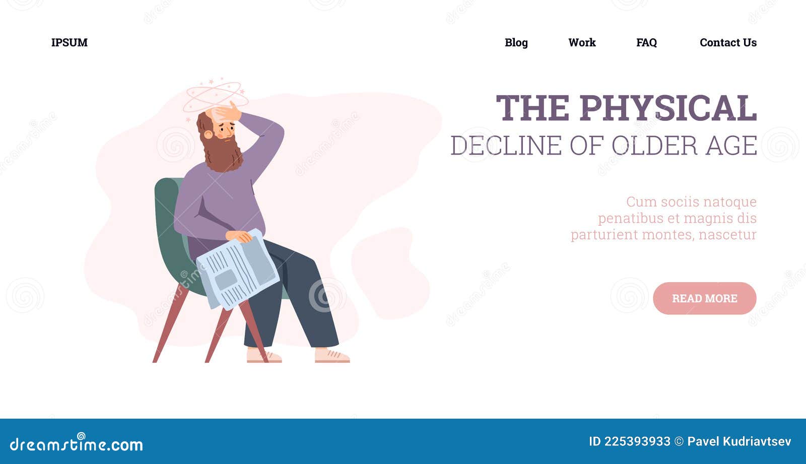 Physical Decline of Older Age Website Banner Flat Vector Illustration ...