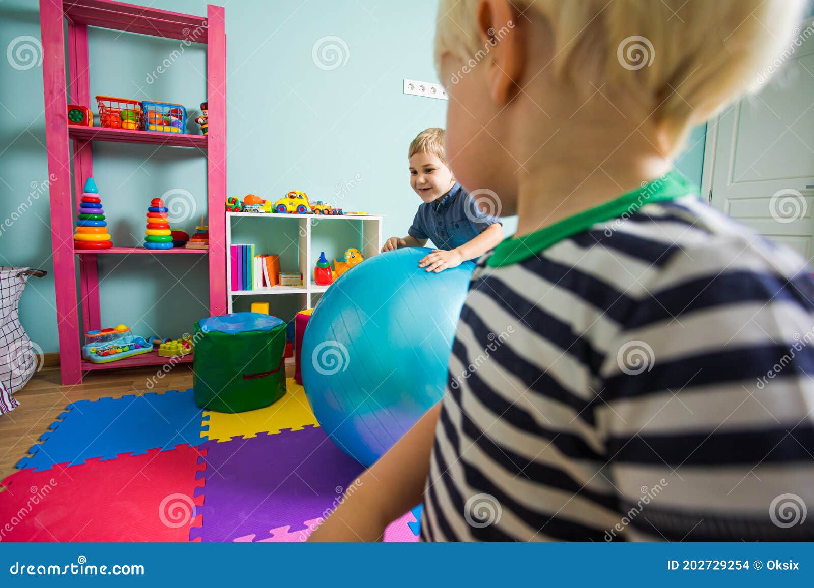 Physical Development of Little Boys in the Kindergarten Stock Photo ...