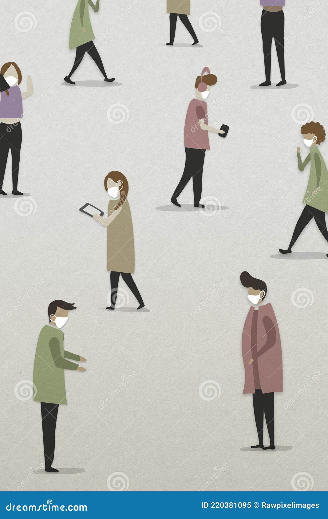 Physical Distancing in Public Background Illustration Stock ...
