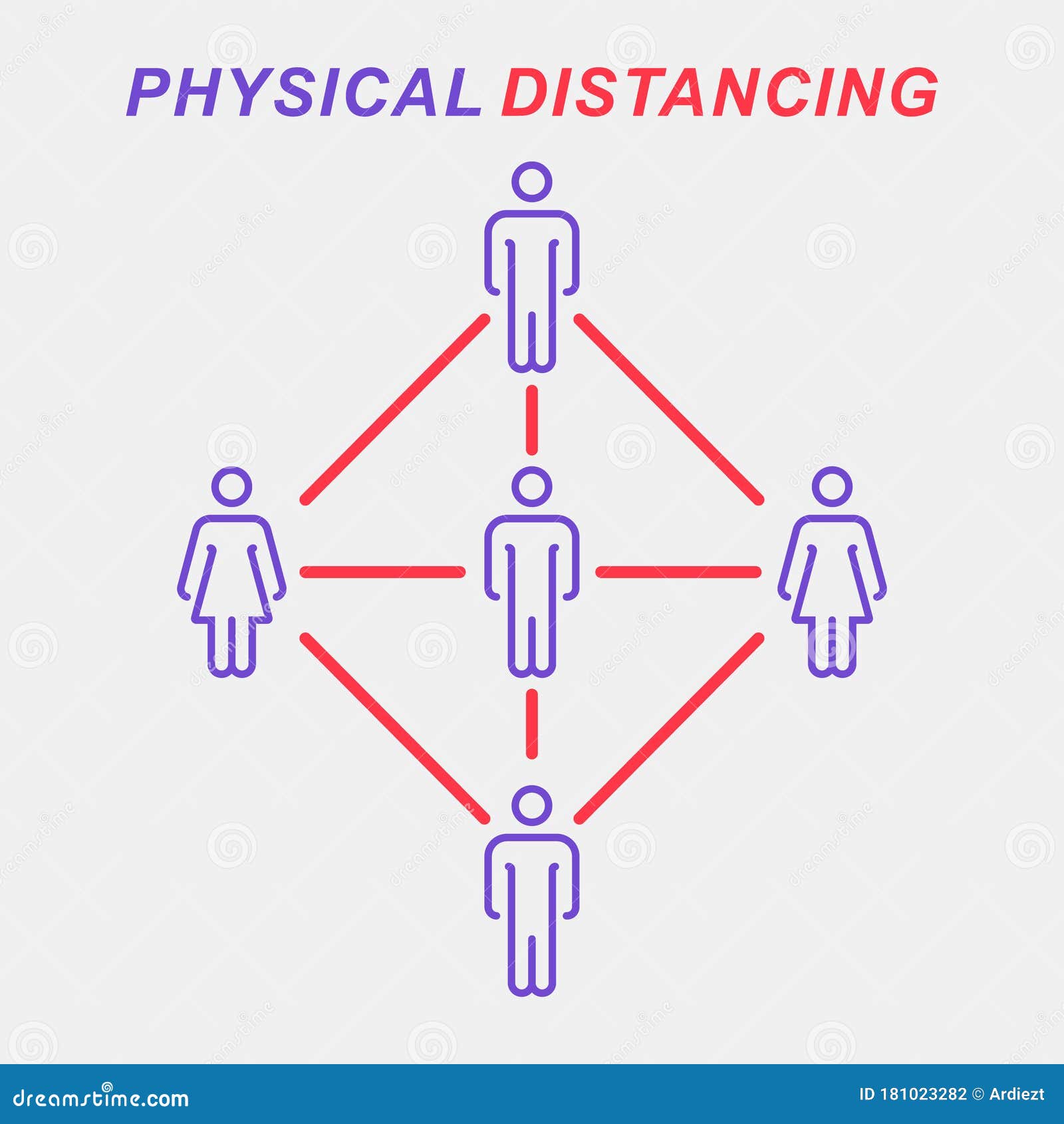 Physical Distancing Vector Illustration Design Stock Vector ...