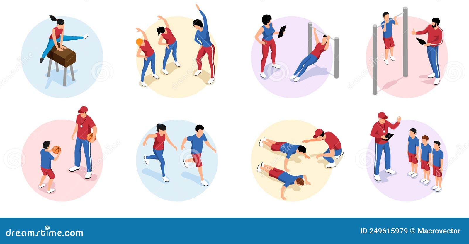 Physical Education Compositions Set Stock Vector - Illustration of ...