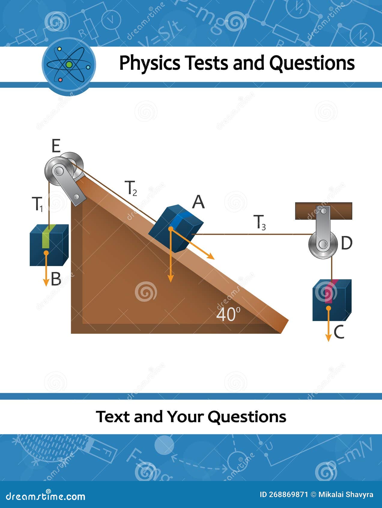 Pulley System On Inclined Plane. Lifting A Load. Pulling A Load ...