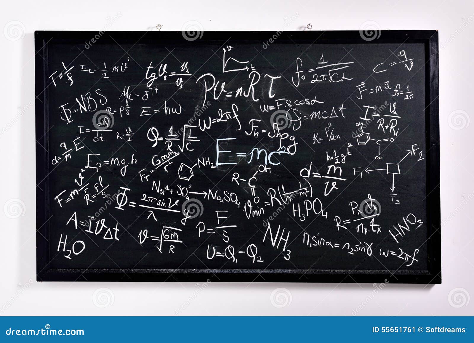 Physical Formulas and Phenomenons on School Board Stock Image - Image ...