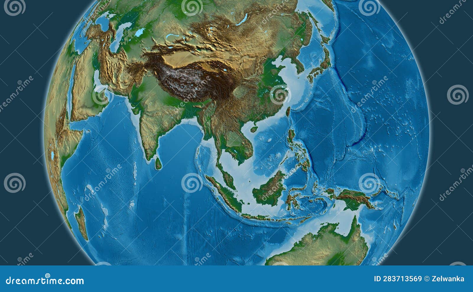 Globe Centered on Laos. Physical Map Stock Illustration - Illustration ... Globe Centered on Laos. Physical Map Stock Illustration - Illustration ...