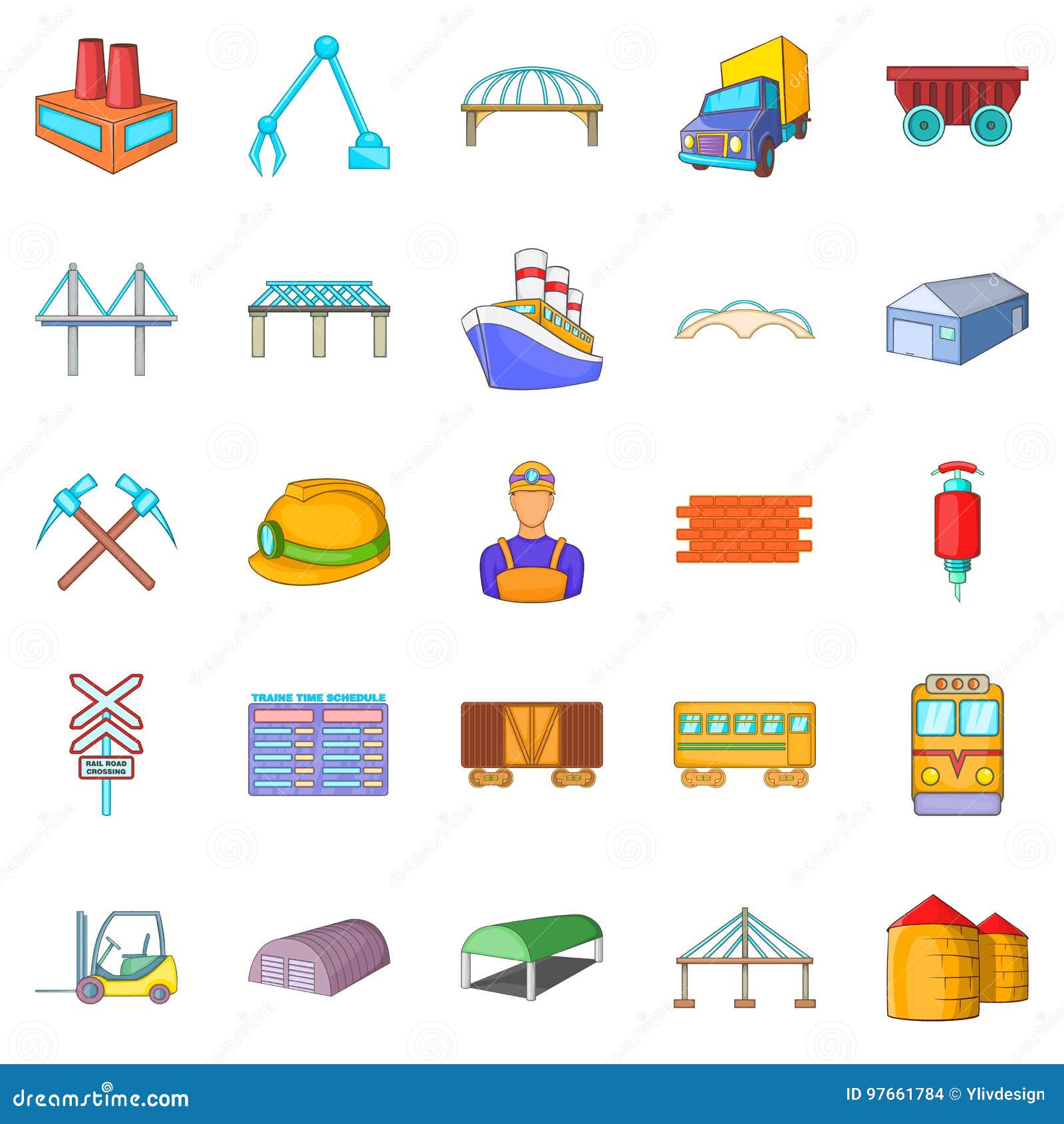 Physical Labor Icons Set, Cartoon Style Stock Vector - Illustration of ...