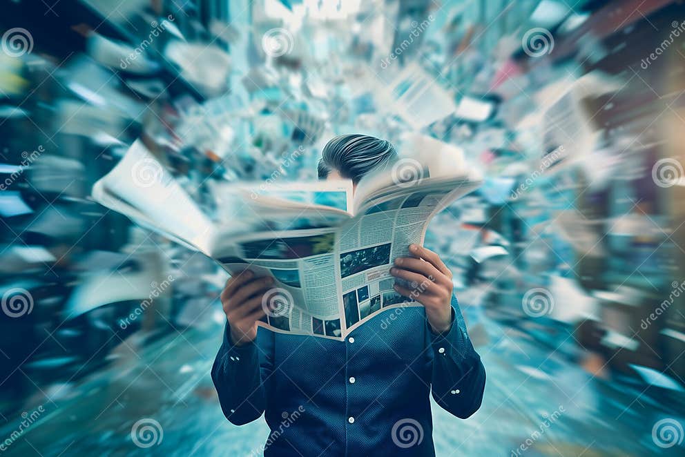 Physical Newspaper Exploding in a Business Man Face, Misinformation ...