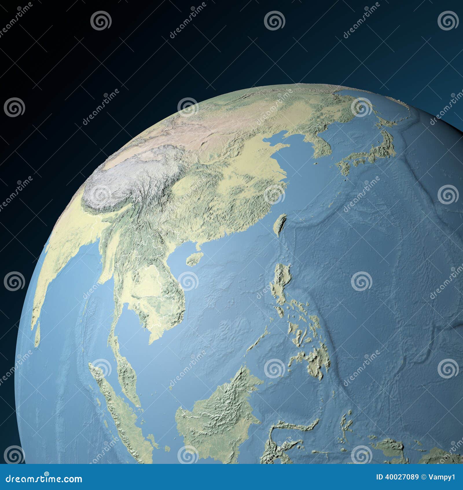 relief map of asia