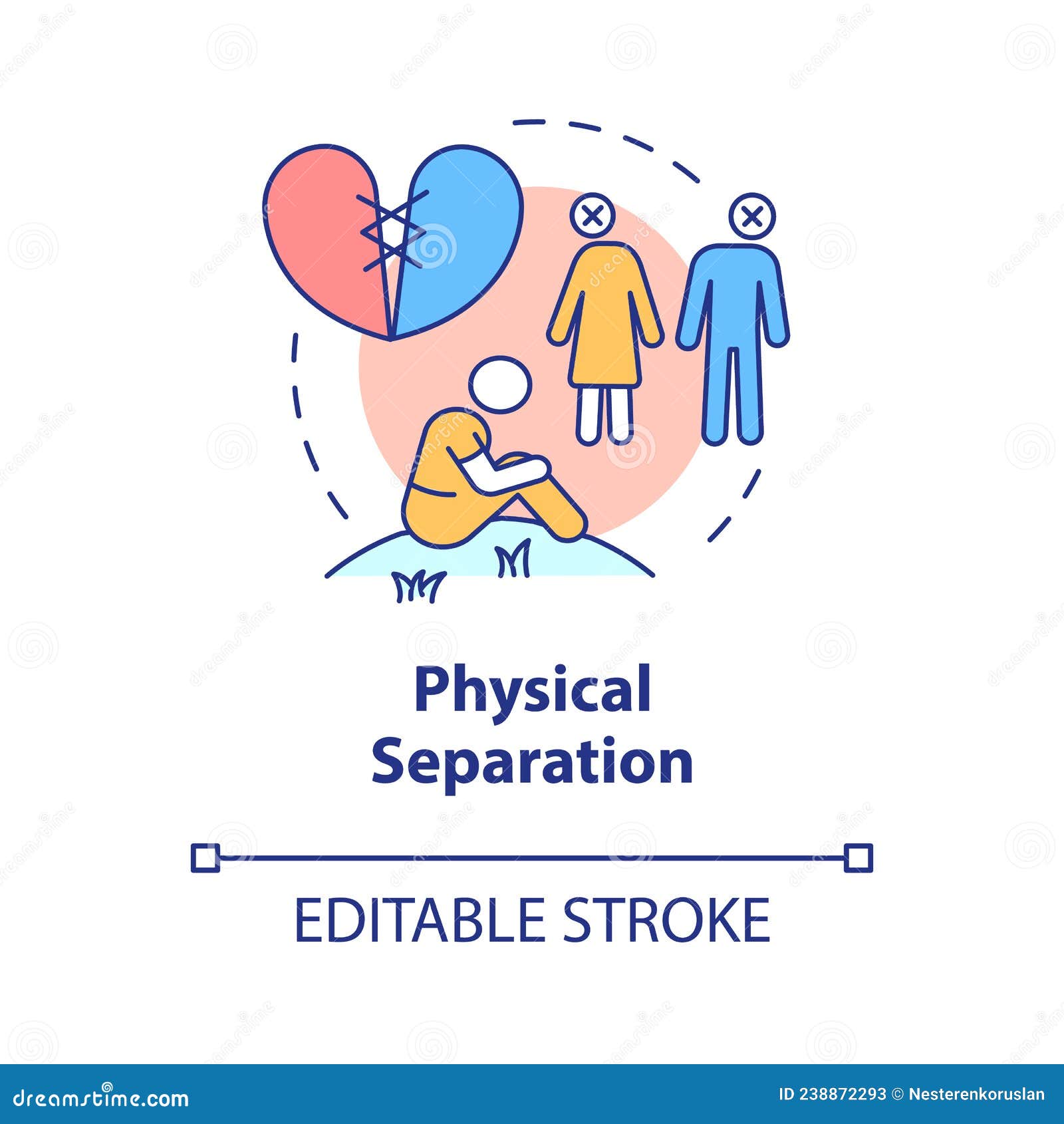 Physical Separation Concept Icon Stock Vector - Illustration of lined ...