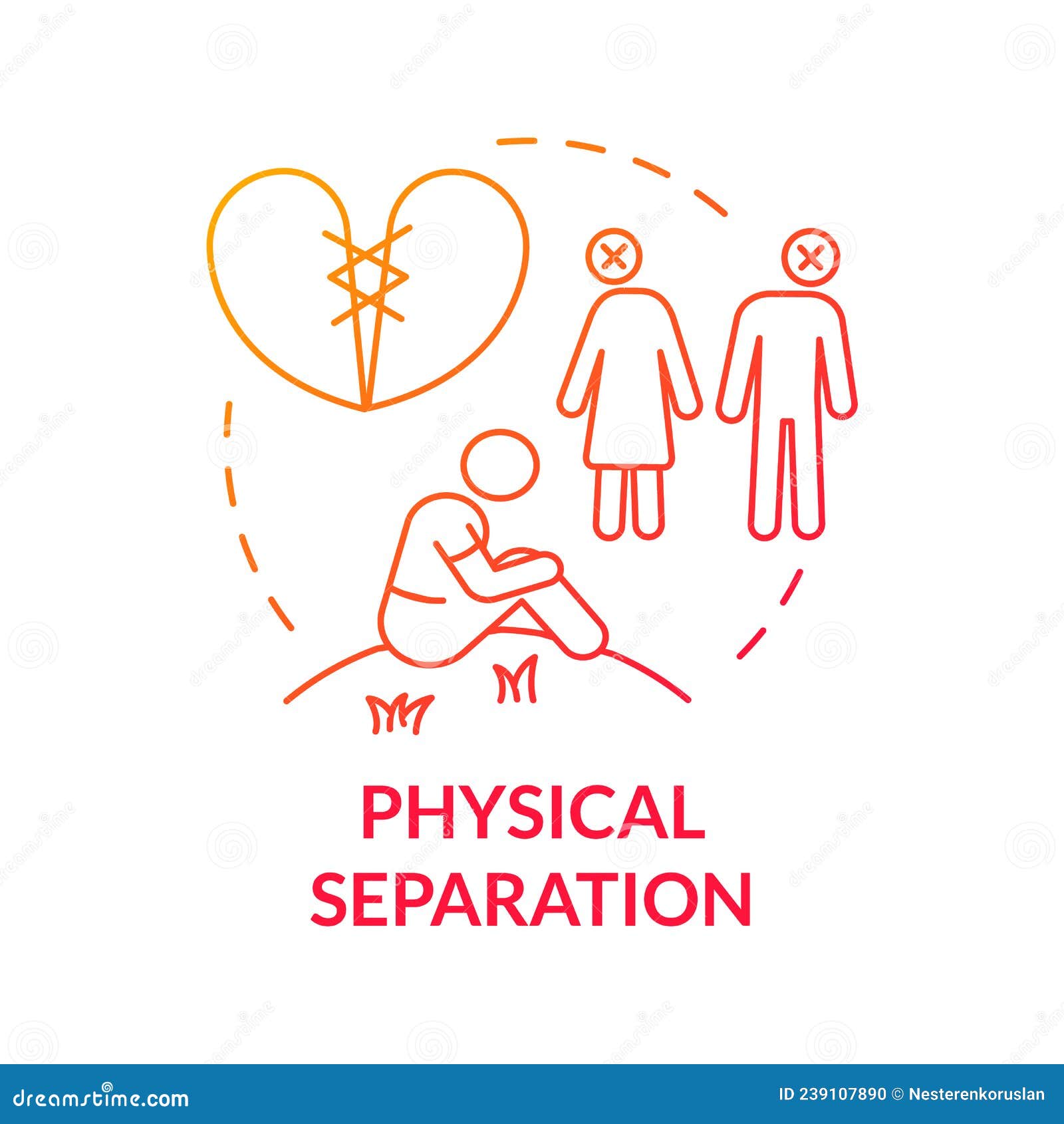 Physical Separation Red Gradient Concept Icon Stock Vector ...