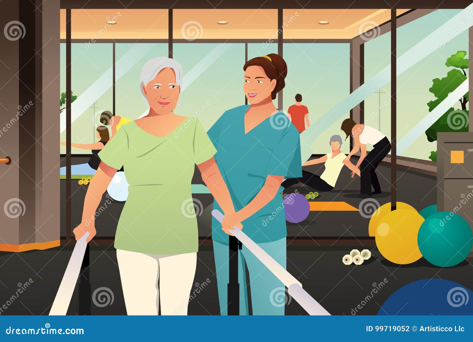Physical Therapist Working on an Elderly Patient Stock Vector ... Physical Therapist Working on an Elderly Patient Stock Vector ...