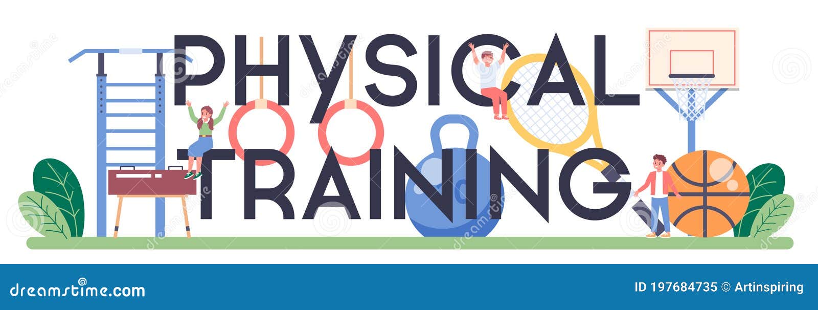 Physical Training and Education Typographic Header. Students Stock ...