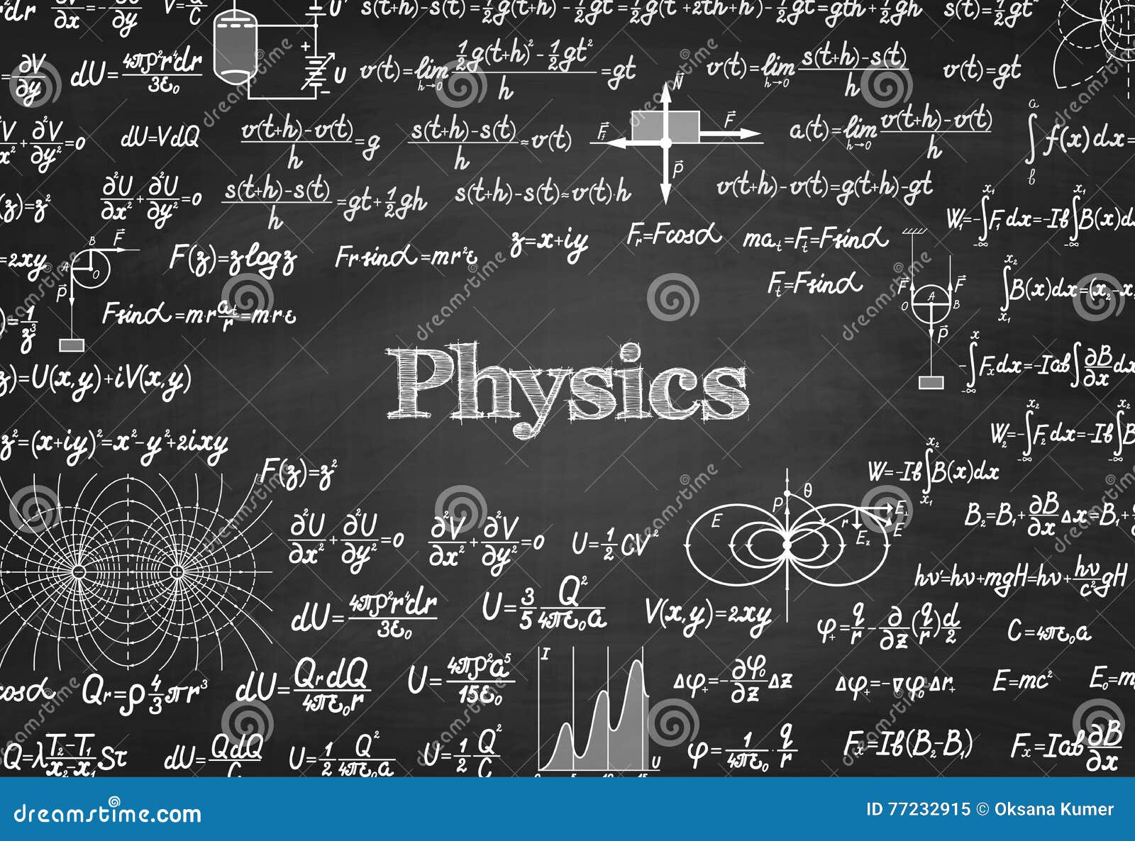 Physical Vector Seamless Pattern on Blackboard Stock Vector ...