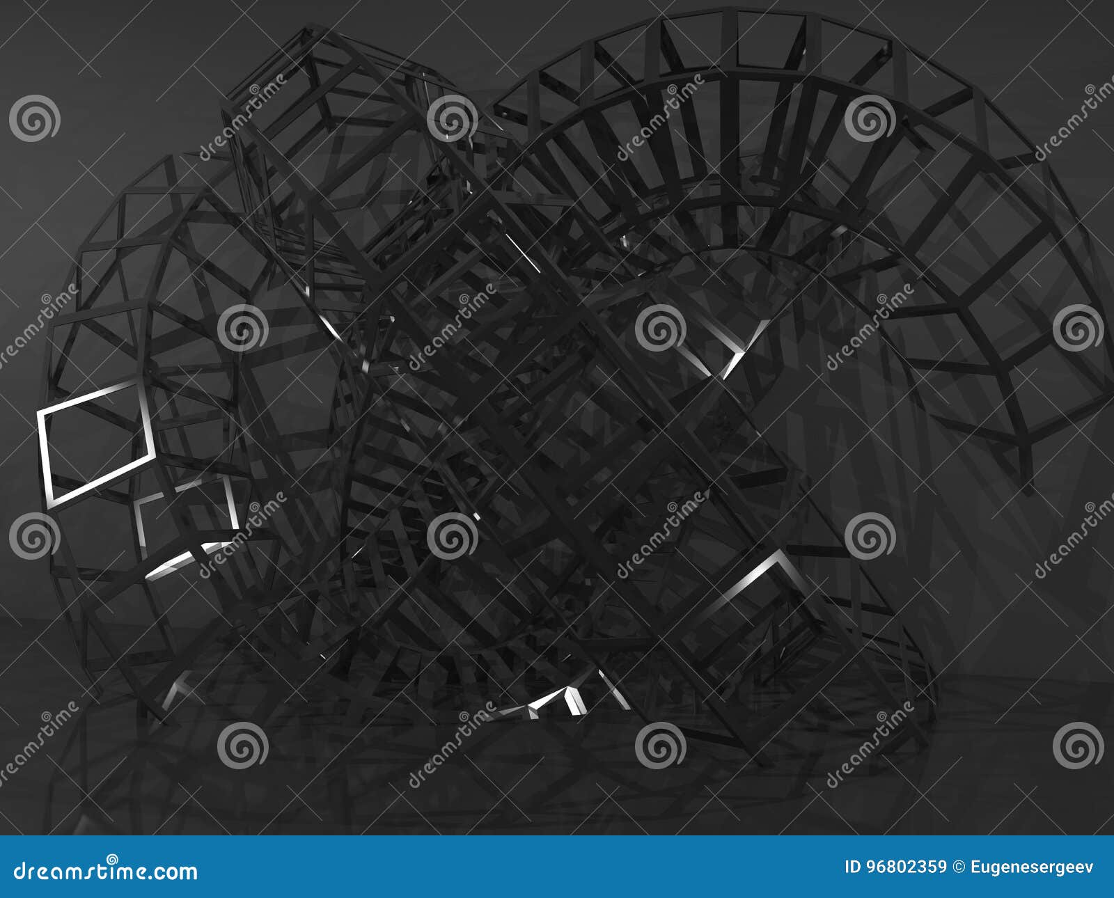 Physical Wire-frame Structure Installation. 3d Stock Illustration ...