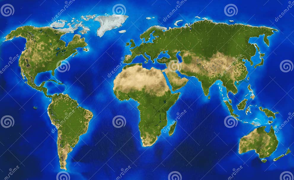 Physical world map stock illustration. Illustration of island - 49449412