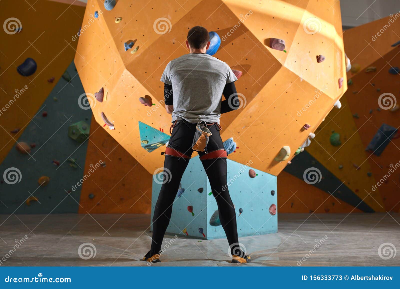Physically Challenged Boulderer Standing in Front of Artificial ...