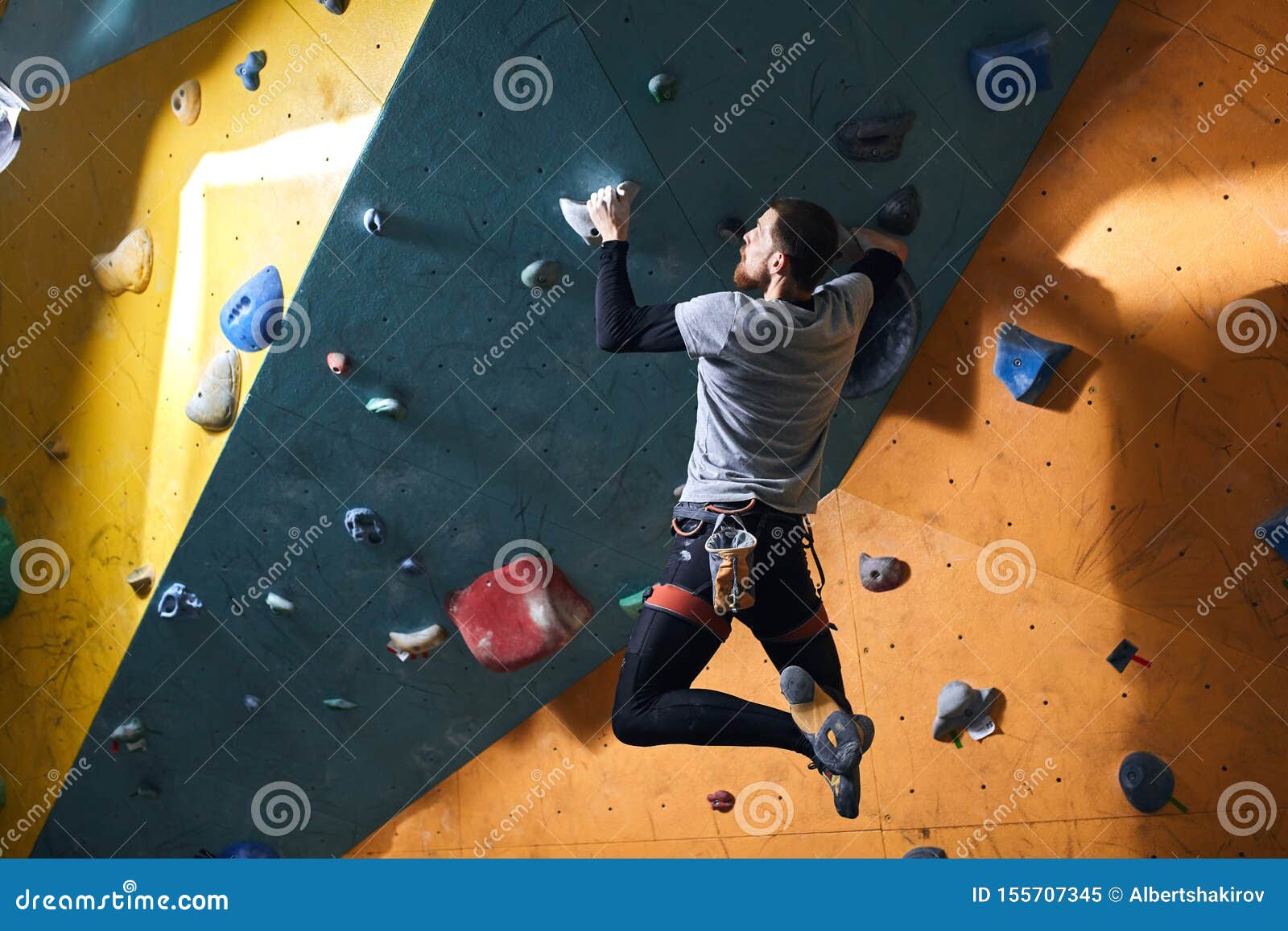 Physically Challenged Man Practising New Extreme Hobby in Bouldering ...