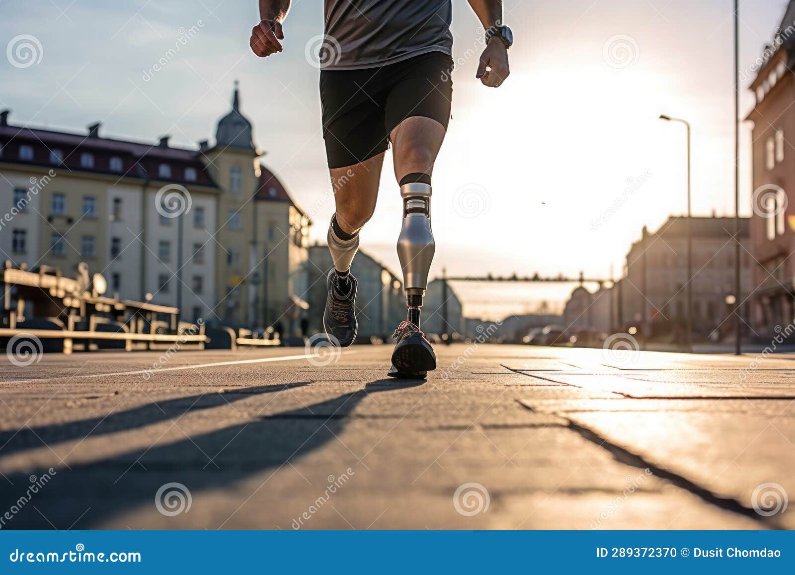Physically Disabled Athlete Running with Prosthetic Legs. Generative AI ...
