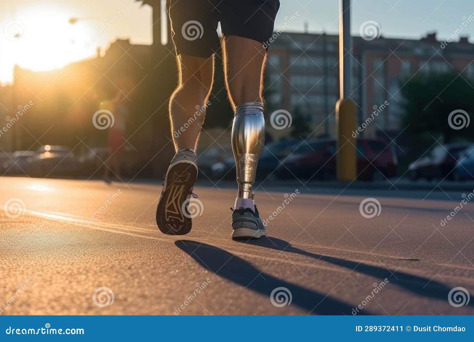 Physically Disabled Athlete Running with Prosthetic Legs. Generative AI ...