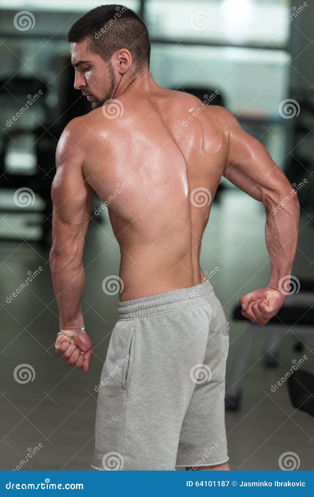 Physically Man Showing His Well Trained Back Stock Image - Image of ...