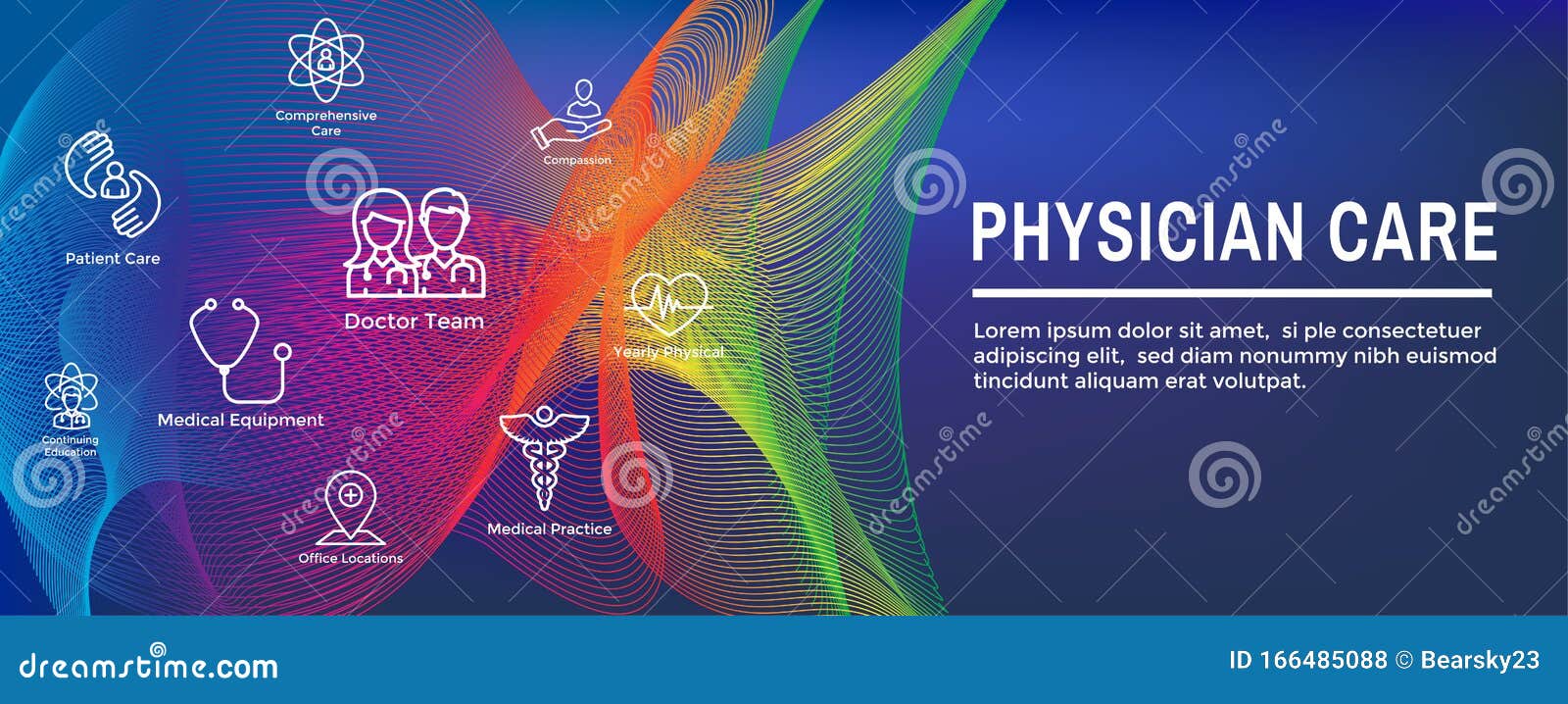 Physician Care Icon Set - Web Header Banner Stock Vector - Illustration ...