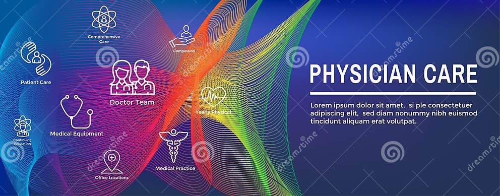 Physician Care Icon Set - Web Header Banner Stock Vector - Illustration ...