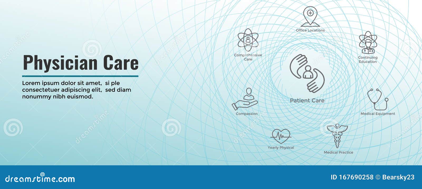 Physician Care Icon Set - Web Header Banner Stock Vector - Illustration ...