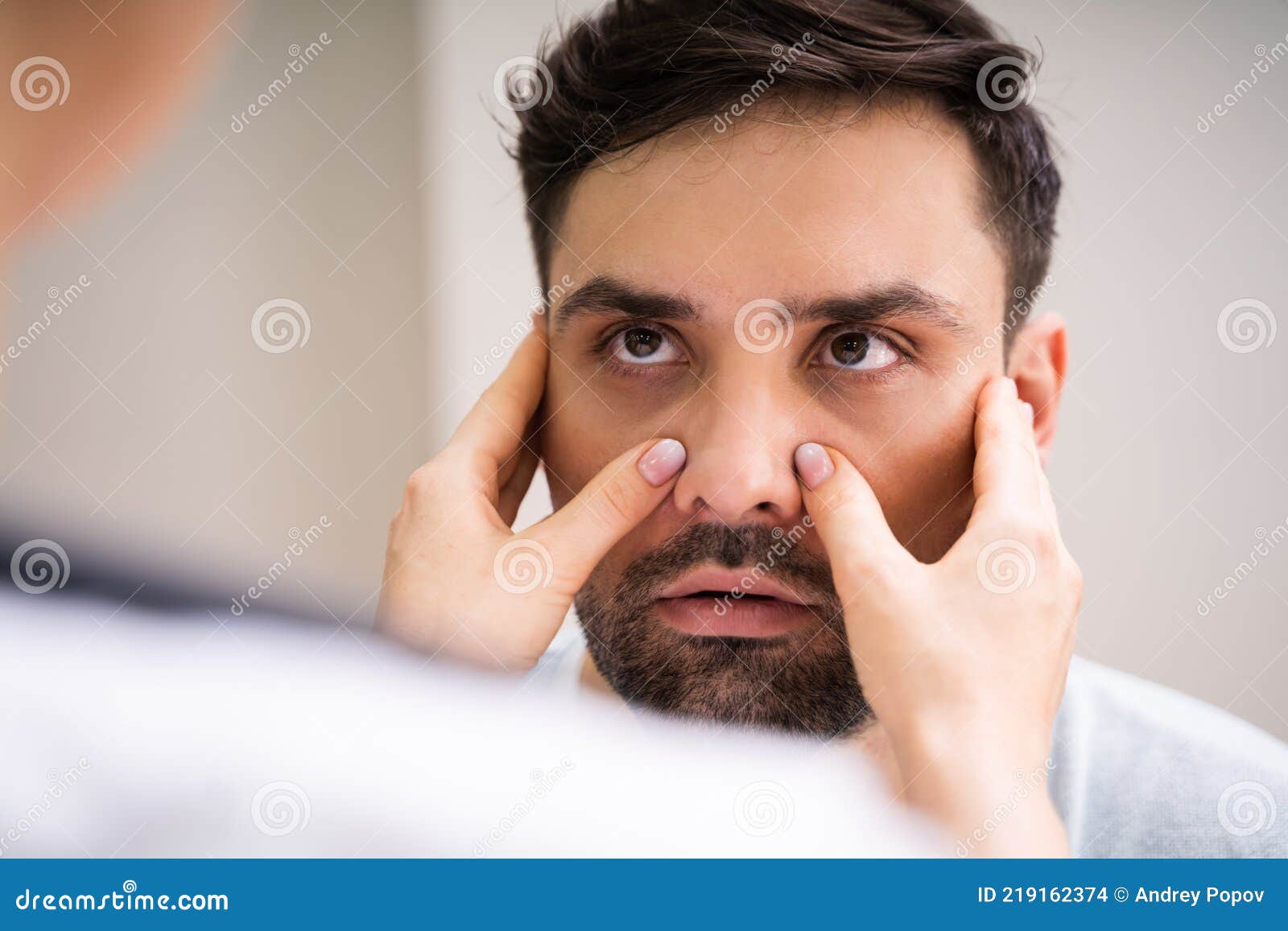 Physician Doctor Doing Sinusitis Examination Stock Photo - Image of ...